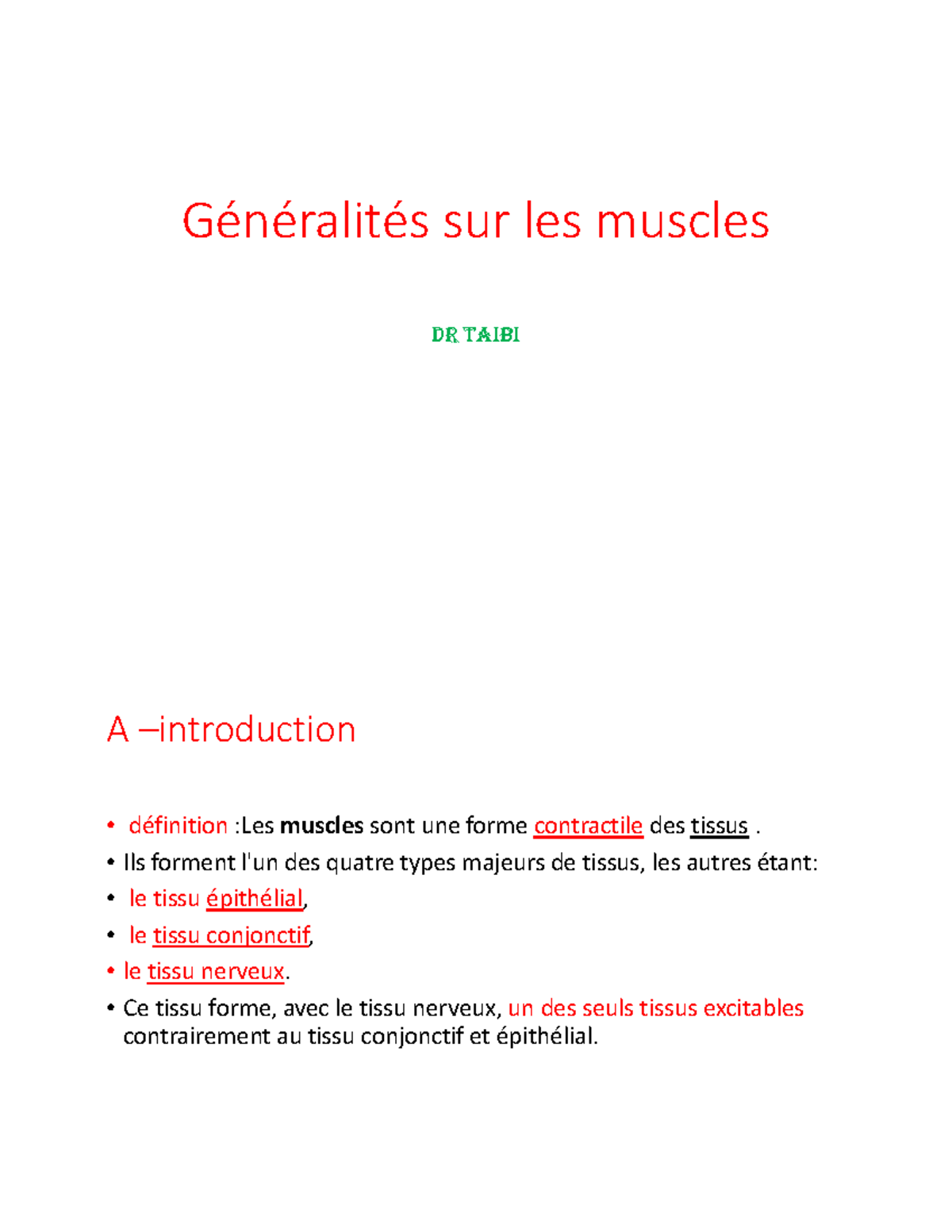 Généralités sur les Muscles et leur Anatomie Fonctionnelle - Studocu