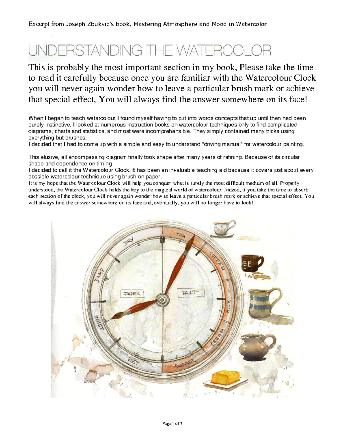 Watercolour Techniques: Understanding the Watercolour Clock - Studocu