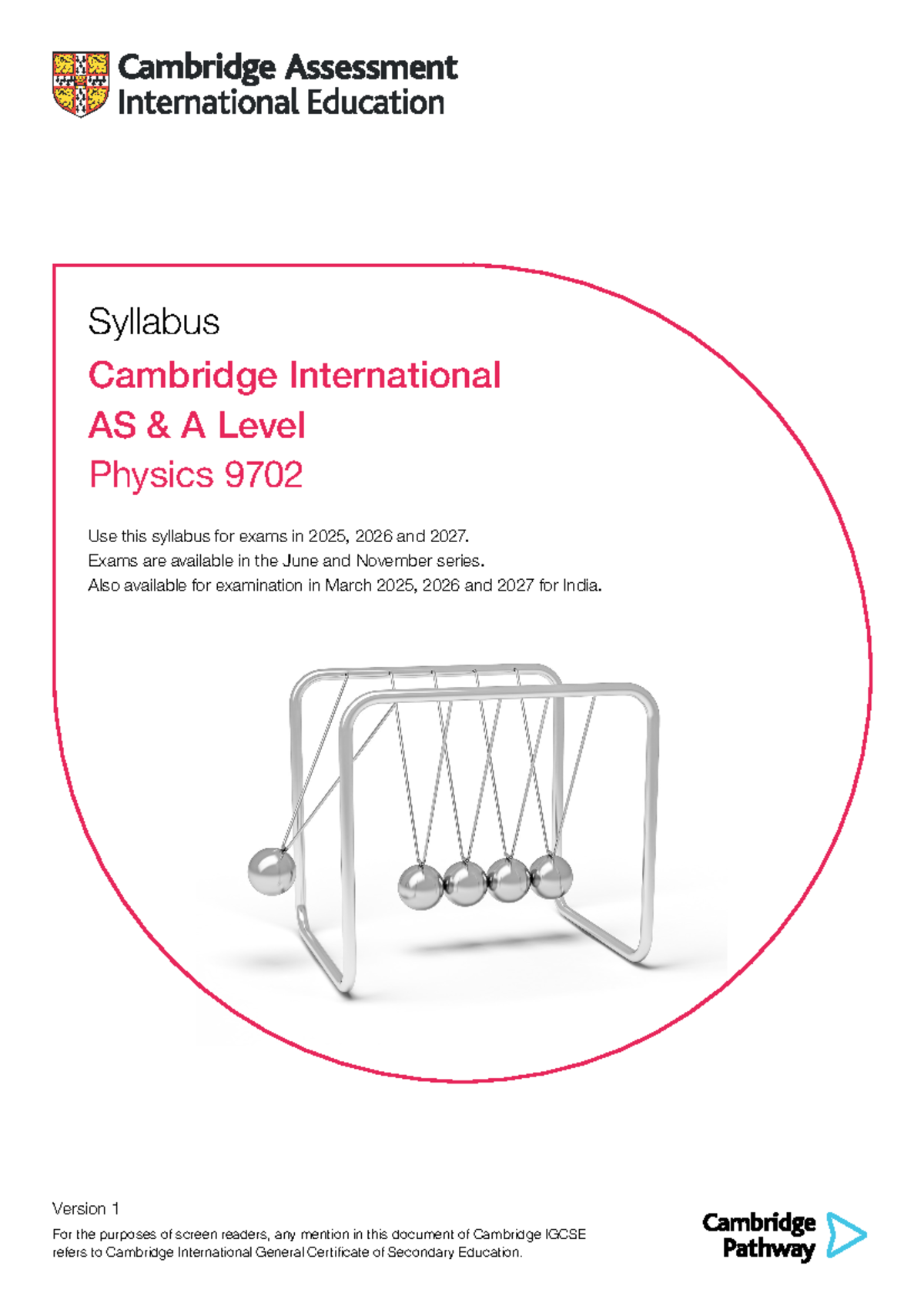 Cambridge International AS & A Level Physics 9702 Syllabus Overview ...