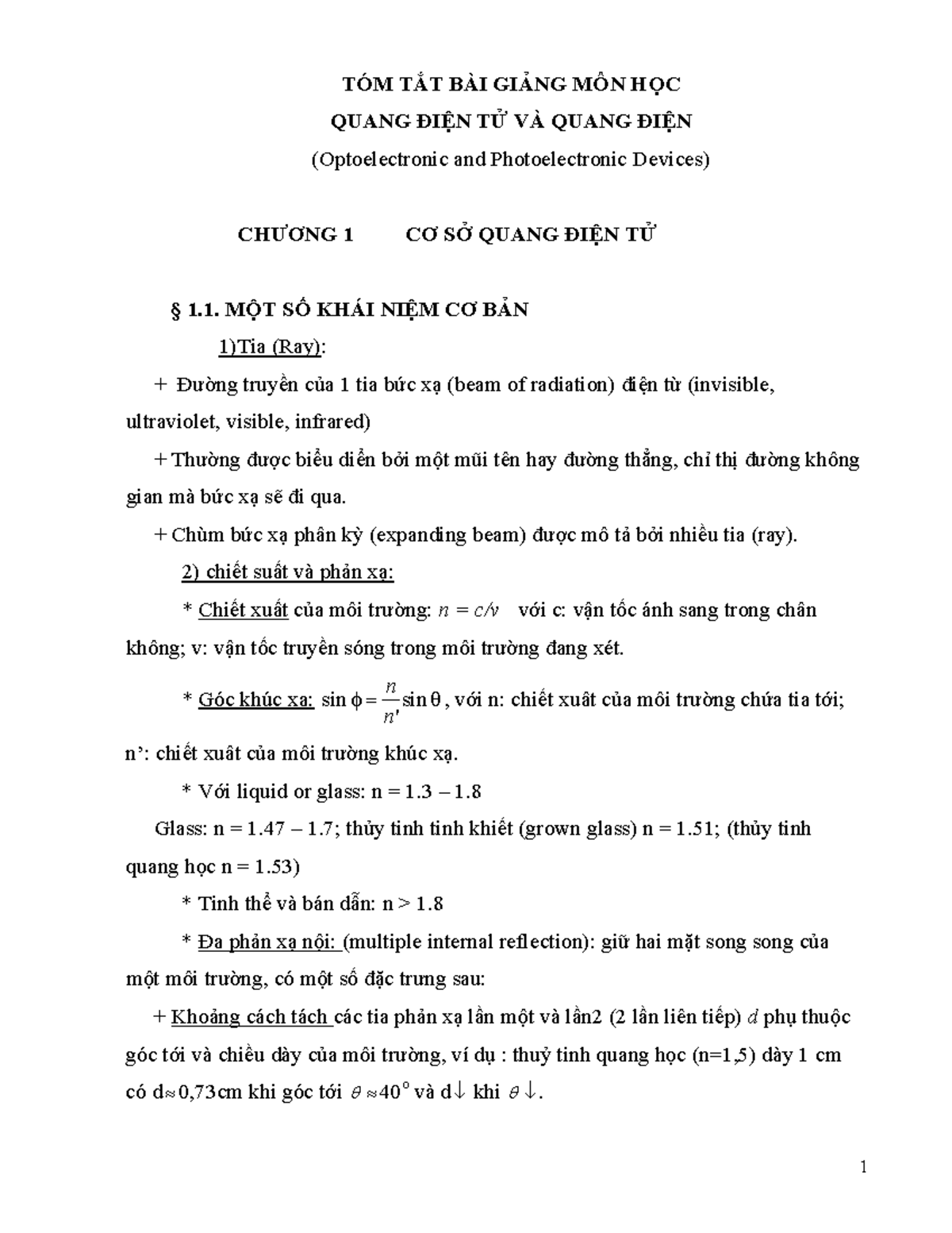 2 quang-dien-tu-va-quang-dien . của giảng viên - TÓM TẮT BÀI GIẢNG MÔN ...