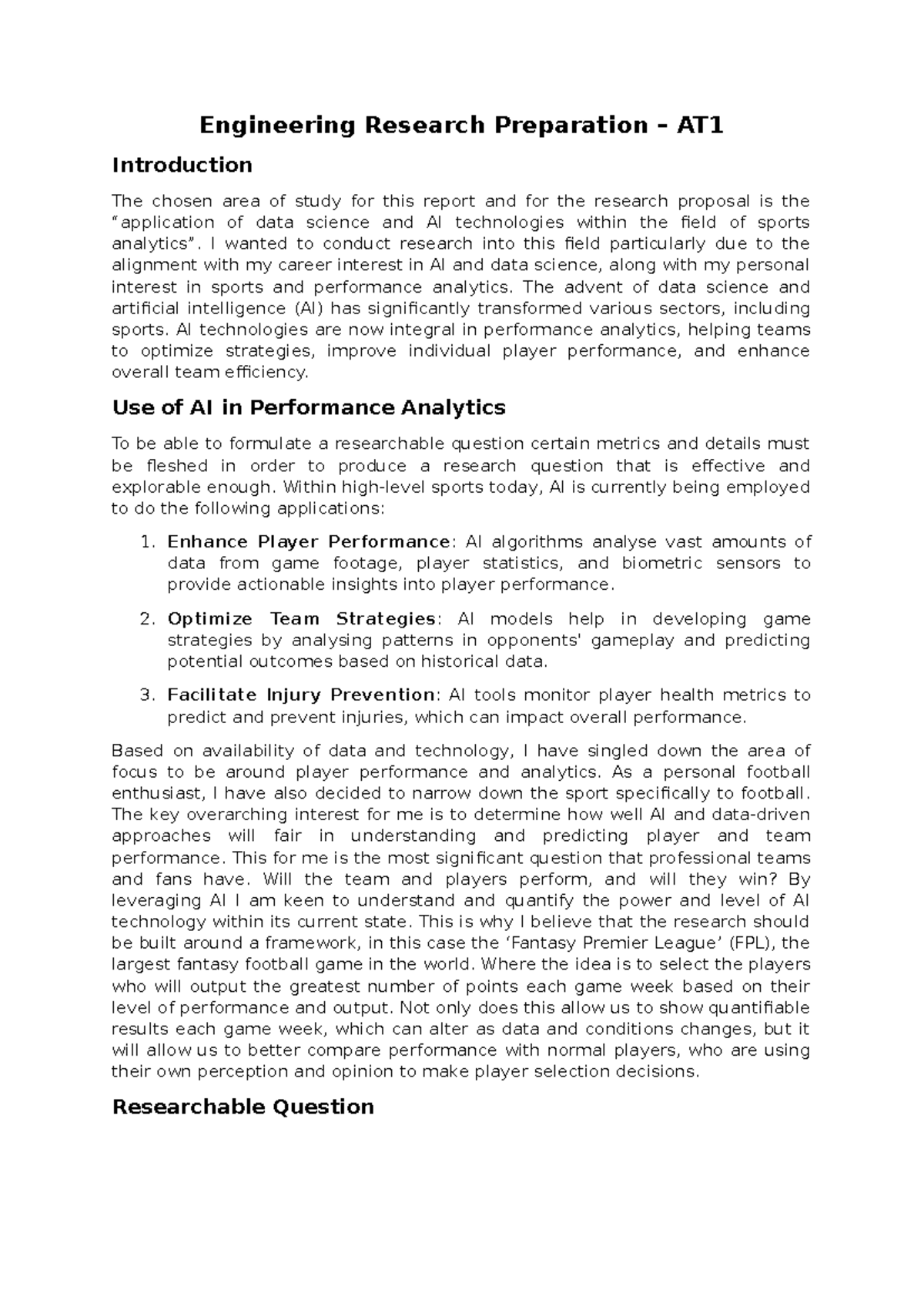 Preliminary Research AT1 - Engineering Research Preperation ...