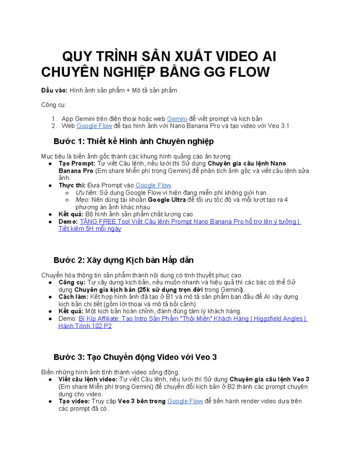 QUY TRÌNH LÀM VIDEO AI CHUYÊN NGHIỆP BẰNG GG FLOW - Studocu