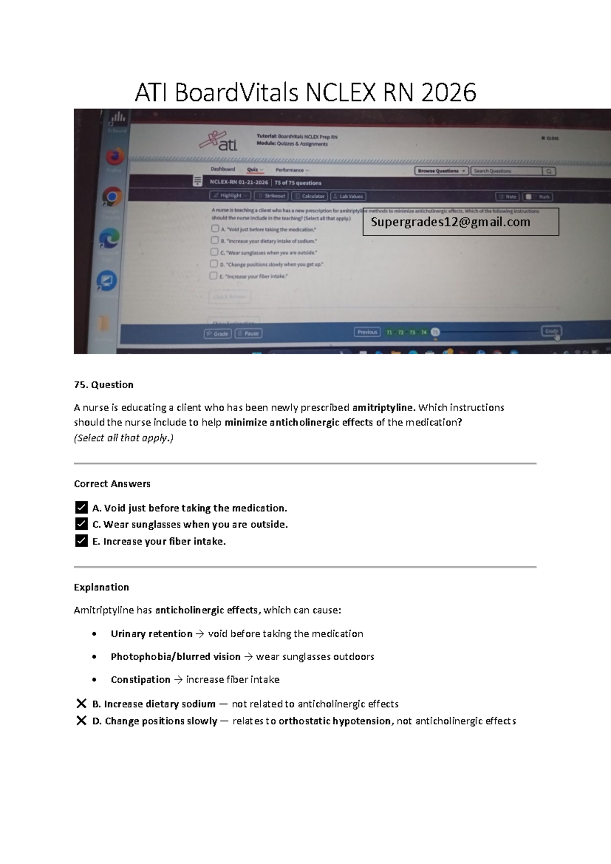 ATI BoardVitals NCLEX RN 2026: Anticholinergic Effects & Appendicitis ...