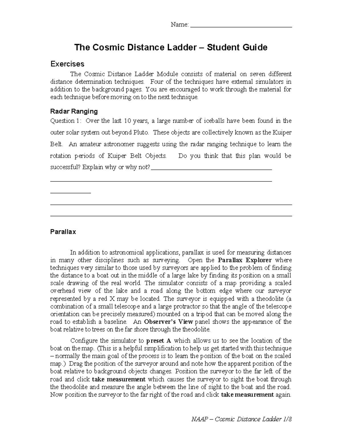 Lab 10: Cosmic Distance Ladder Exploration and Exercises Guide - Studocu