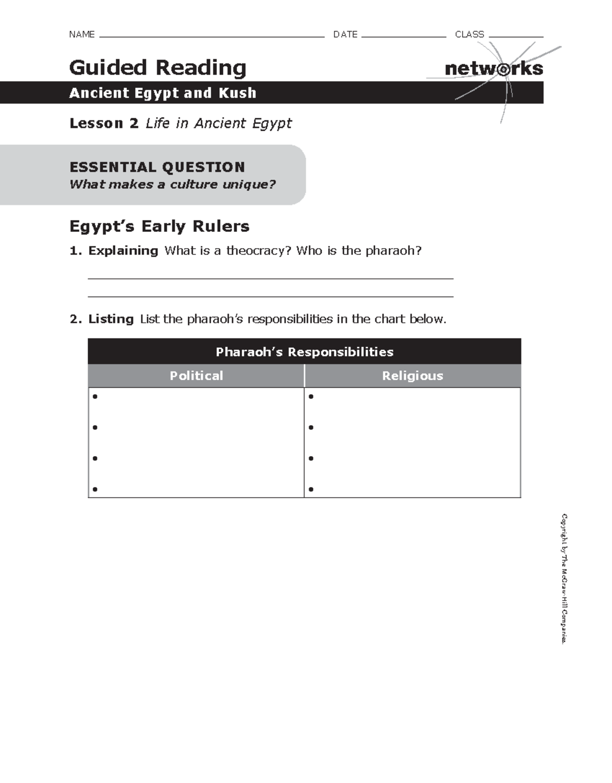 24 - Guided Reading Lesson 2: Life in Ancient Egypt and Kush - Studocu