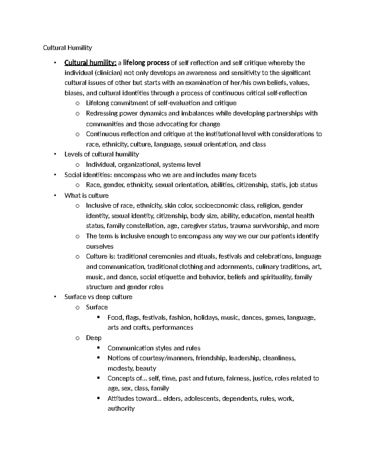 Cultural Humility: Lifelong Self-Reflection & Diversity Insights - Studocu