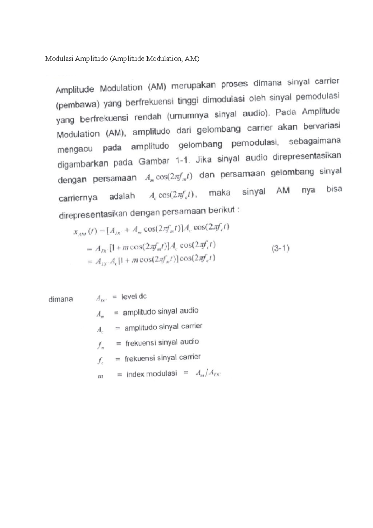 Referensi AM: Modulasi Amplitudo dan Proses Demodulasi - Studocu