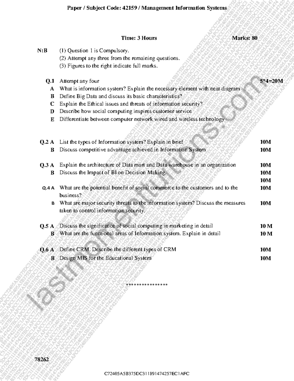 MIS Final Exam Notes - Sem 7 - Dec 2019 - Code 42159 - Studocu