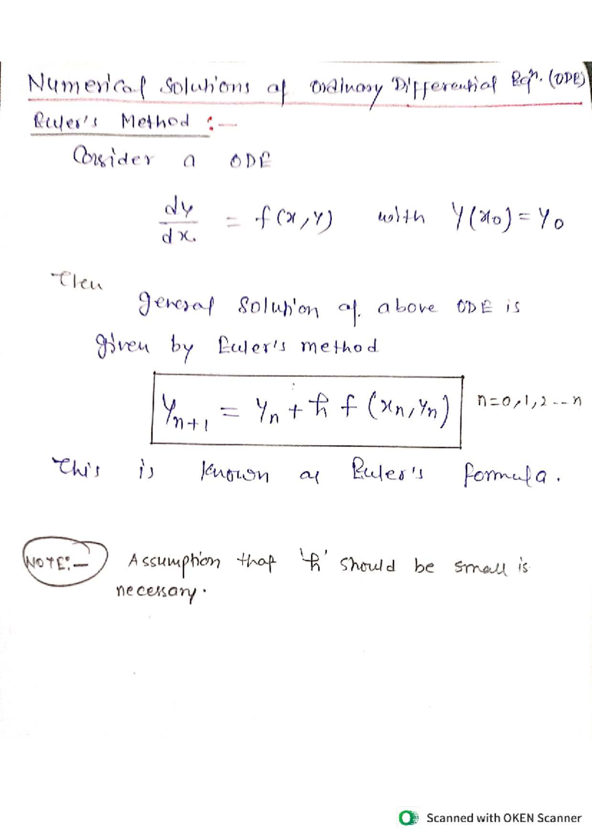 Numerical Solutions of ODEs: Euler & Runge Kutta Methods (B. Tech ...