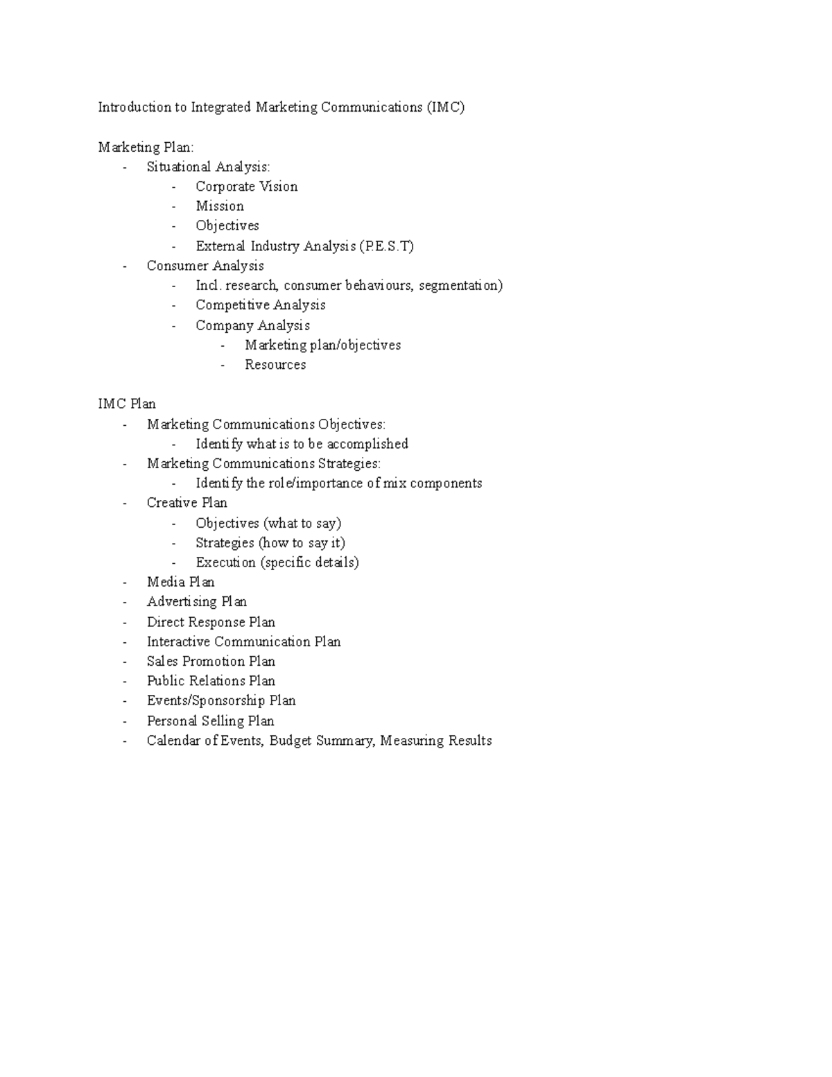 MOS 3322F Integrated Marketing Communications: Lecture Notes Summary ...