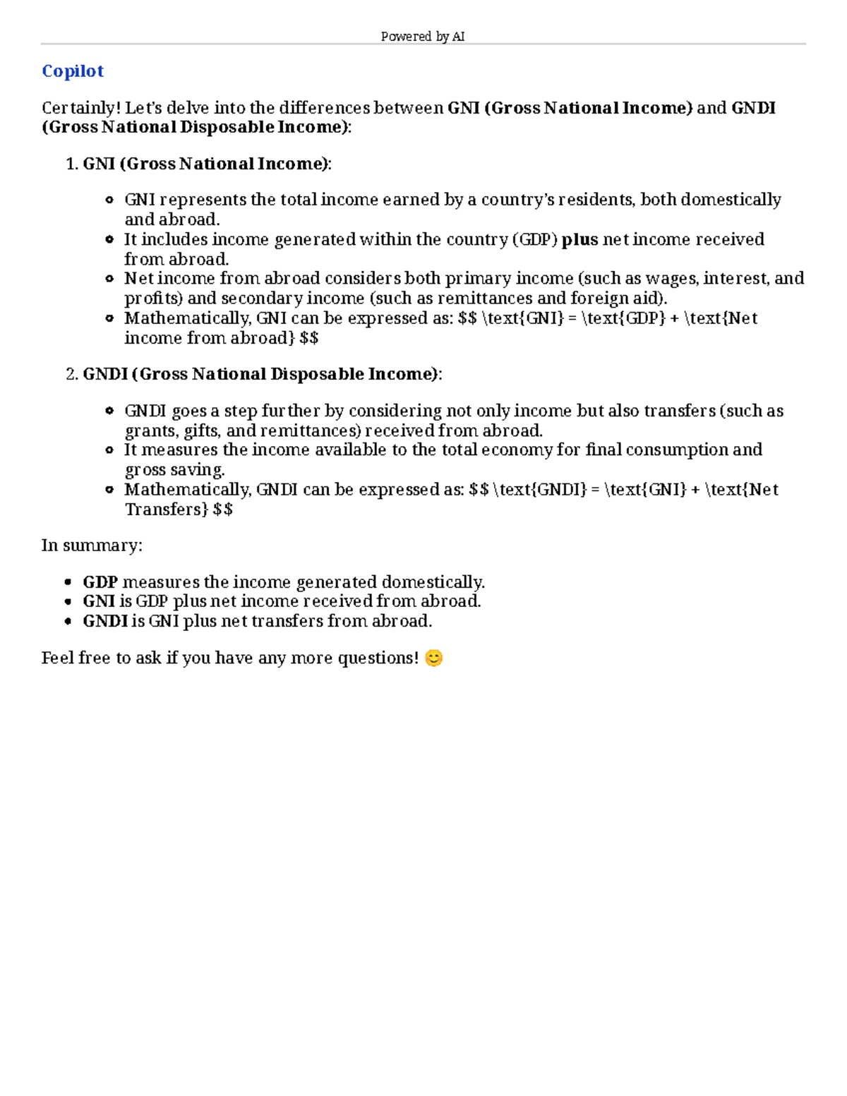 GNI vs GNDI: Key Differences Explained for Economics 101 - Studocu
