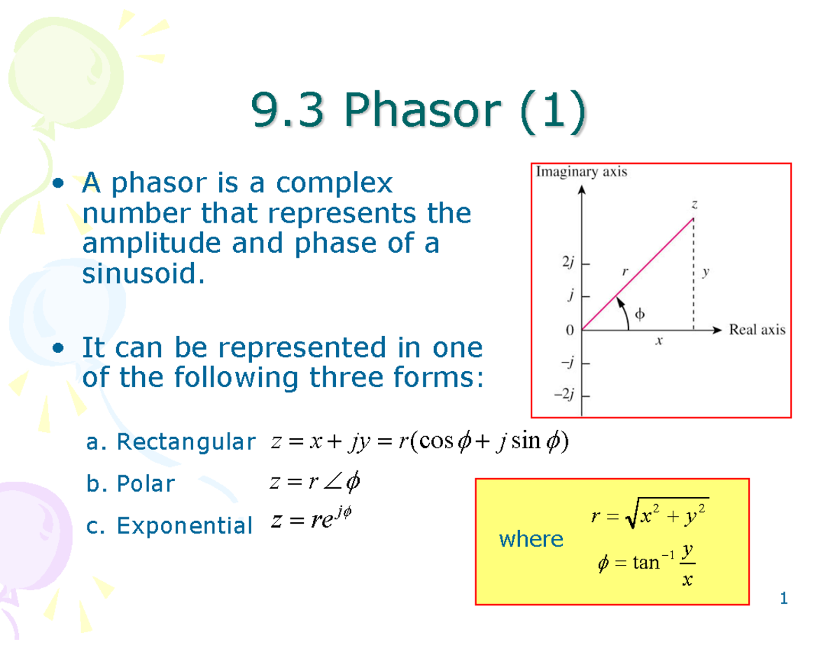 02. Phasor - eee - A phasor is a complex number that represents the amplitude and phase of a ...
