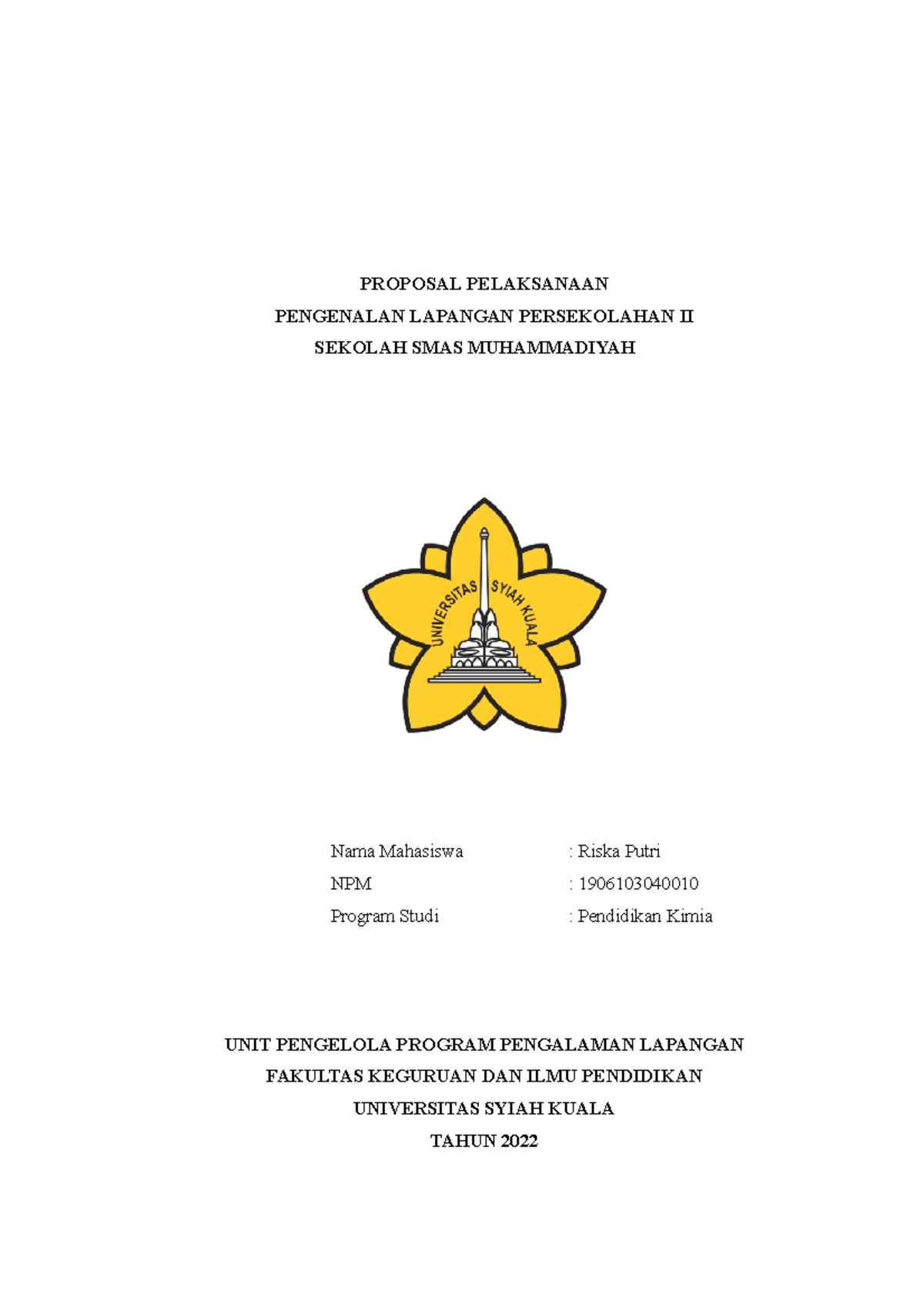 Proposal PLP II: Pengenalan Lapangan Persekolahan 2022 di SMAS ...