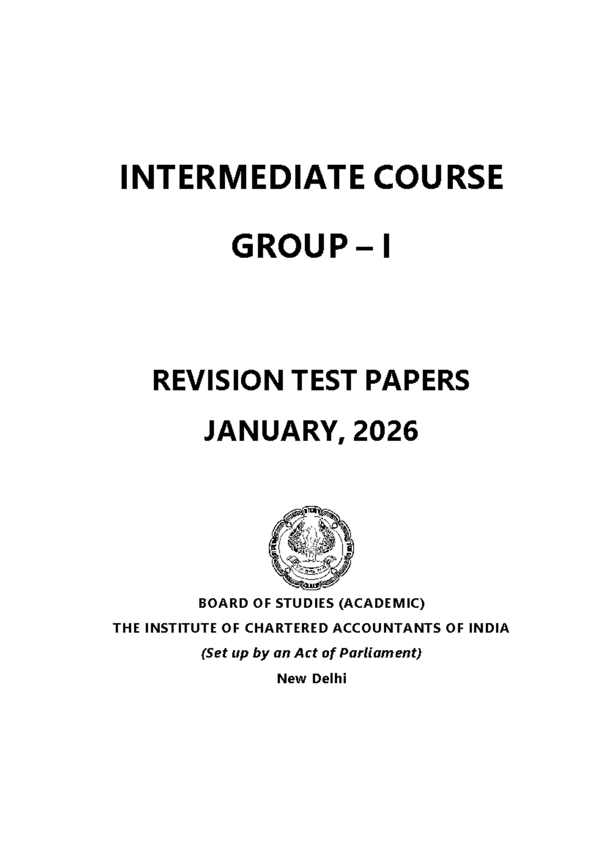CA Intermediate Revision Test Papers - January 2026 - Studocu