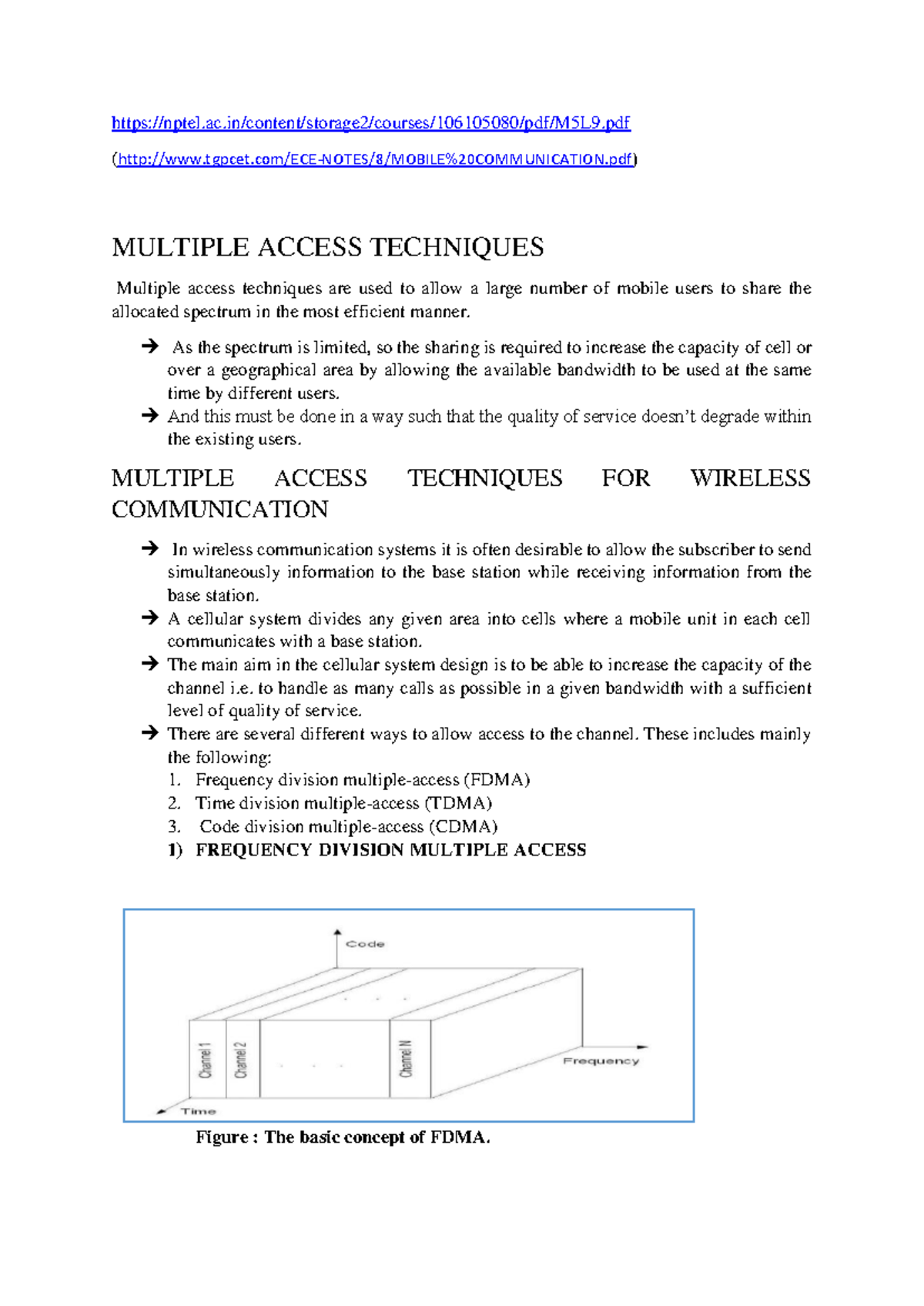 Multiple Access Techniques for Wireless Communication in ECE 105 - Studocu