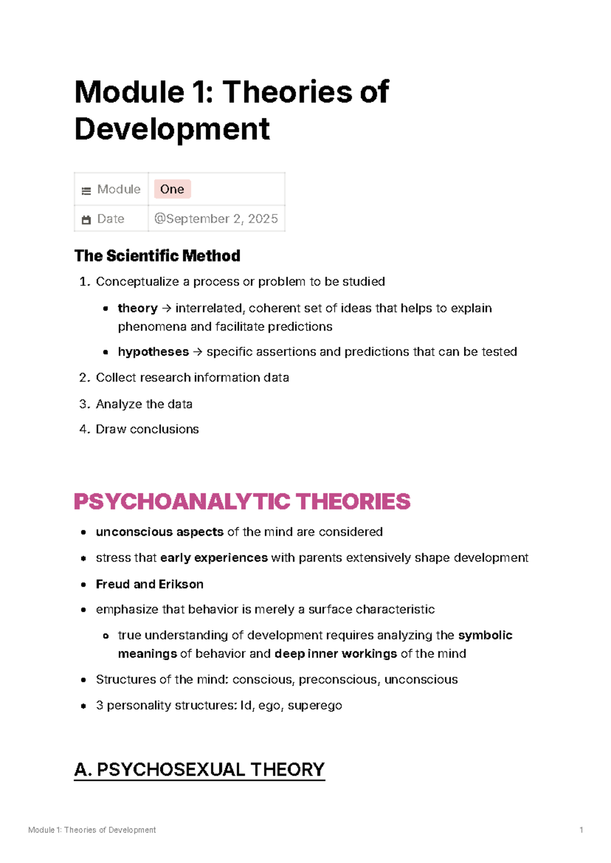 Module 1: Theories of Development - Key Concepts and Theories - Studocu