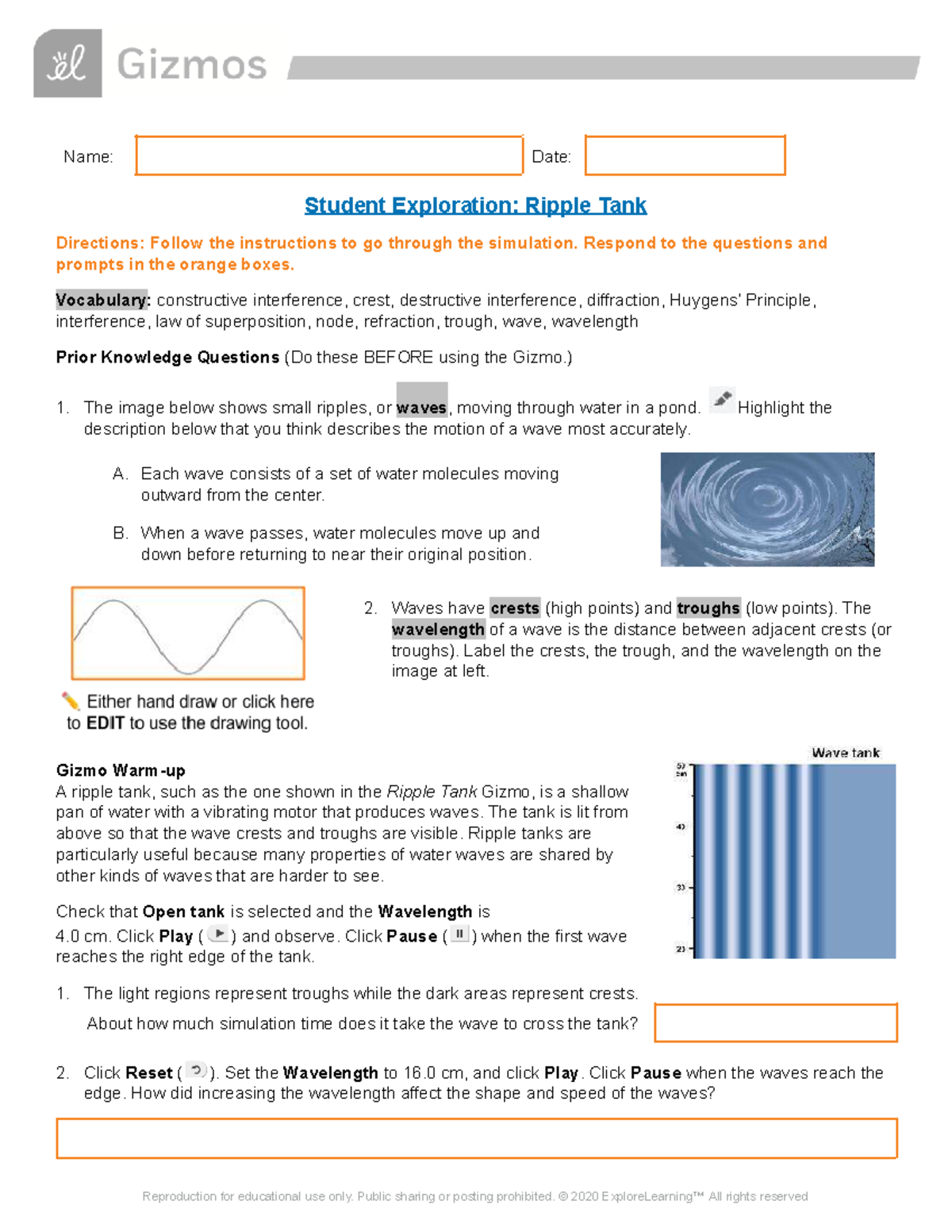 Waves Gizmo Exploration: Understanding Wave Motion & Diffraction - Studocu