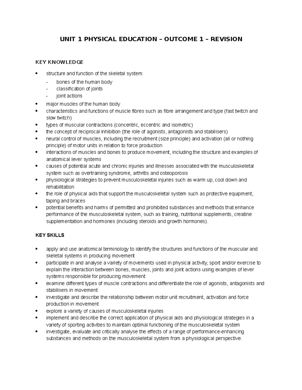 Unit 1 PE AOS1 Revision 2025 - UNIT 1 PHYSICAL EDUCATION – OUTCOME 1 ...