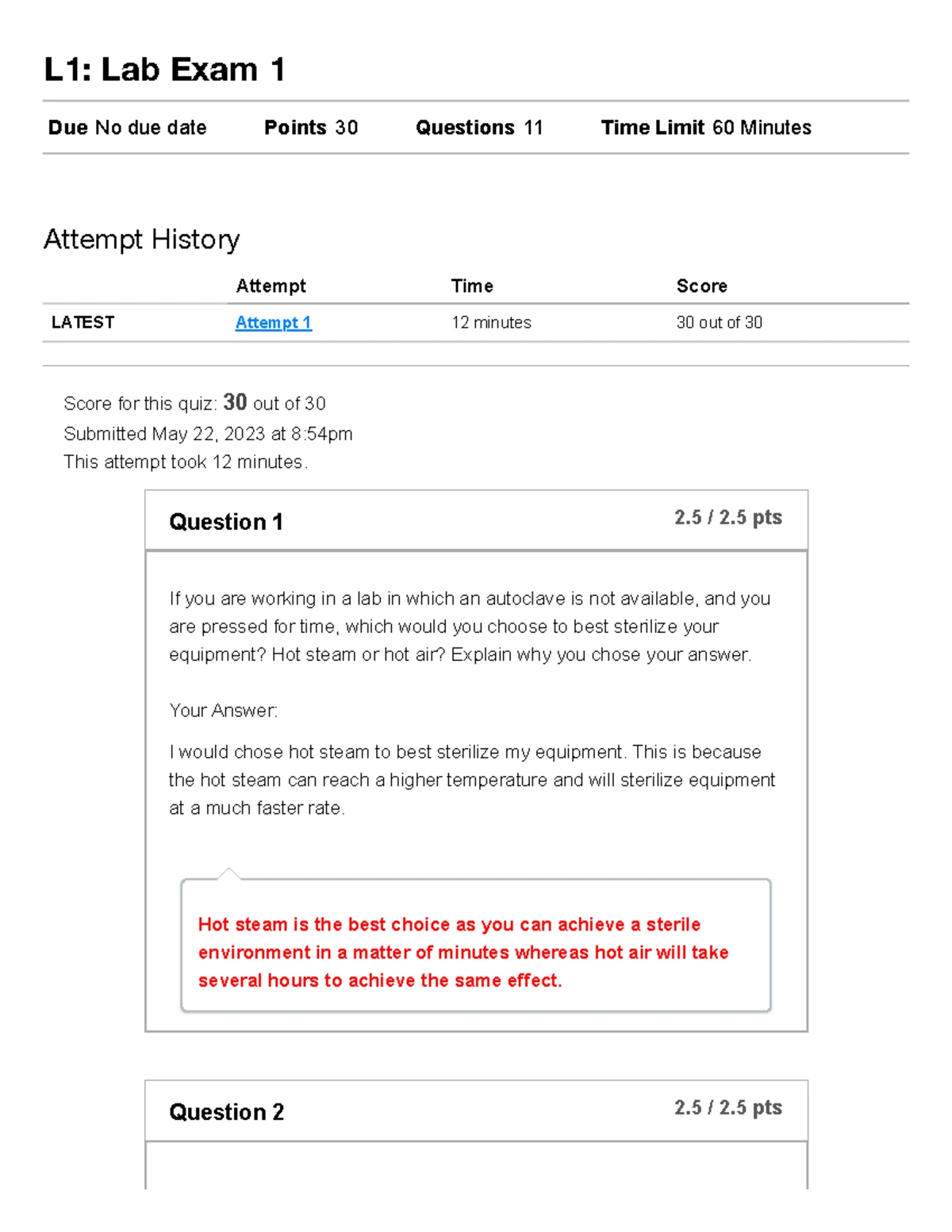 Lab Exam 4 Micro: Key Insights and Score Overview - Studocu