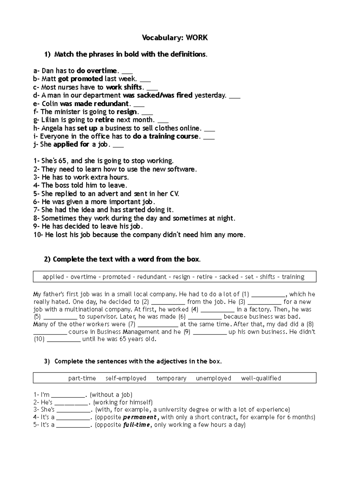Vocabulary WORK: English Practice for Job-Related Terms - Studocu