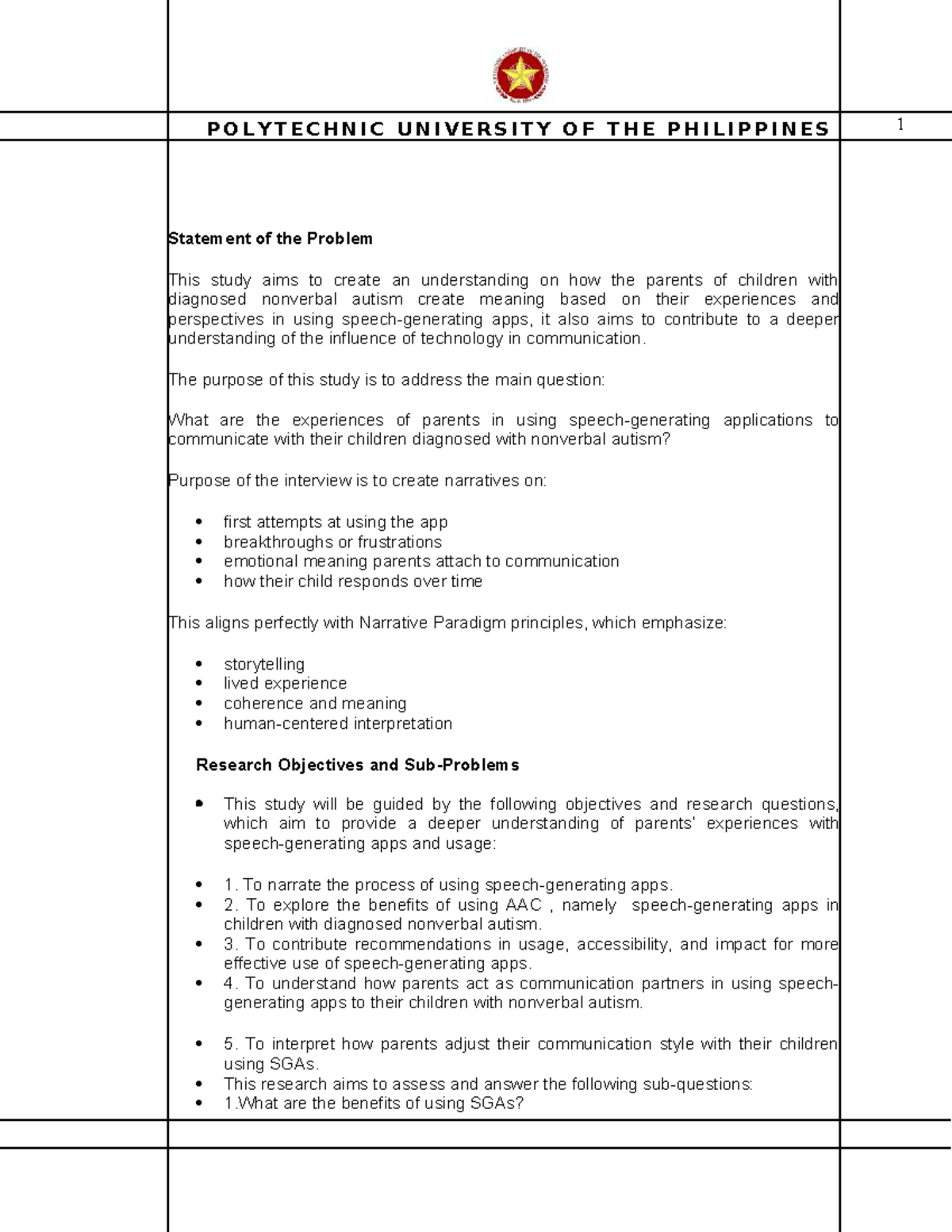 PUP Interview Guide: Exploring Parent Experiences with SGAs for ...