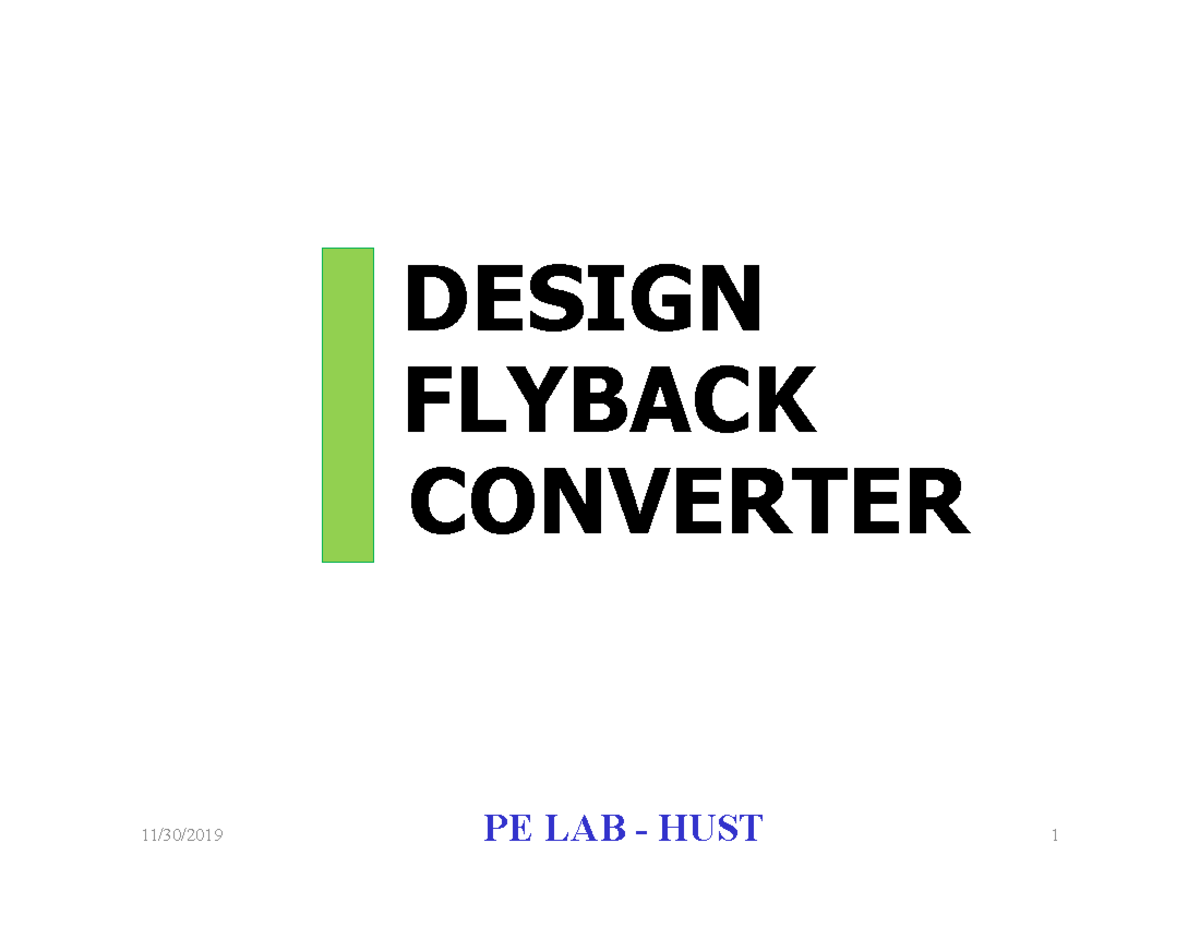 Flyback Converter Design - PE LAB HUST (Final Exam, 2018) - Studocu