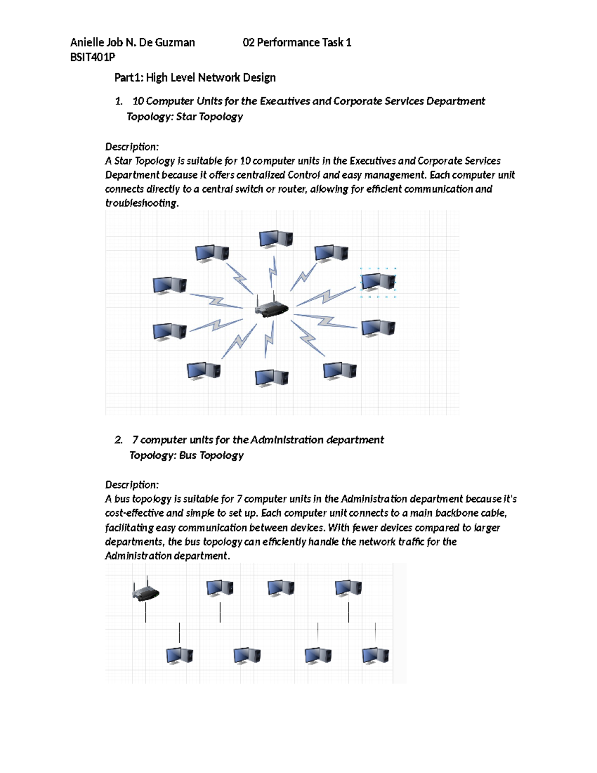 Final Performance Task 1: Network Design for BSIT401P Units - Studocu