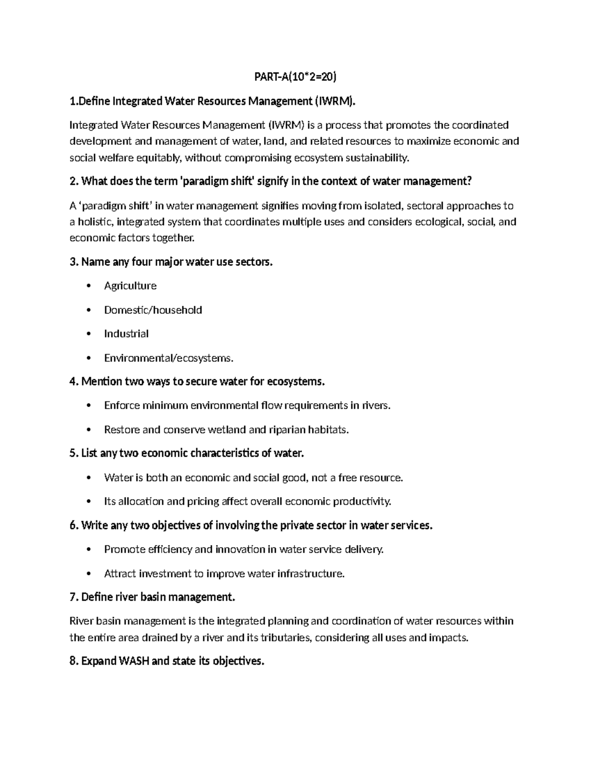 Integrated Water Resources Management (IWRM) Overview - BIWRM Model 1 - Studocu