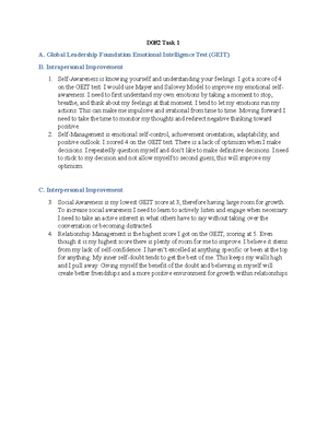 D082 Task 2 - Task 2 passed first attempt - D082 - Task 2 April 15, 2025 A. Personal Values ...