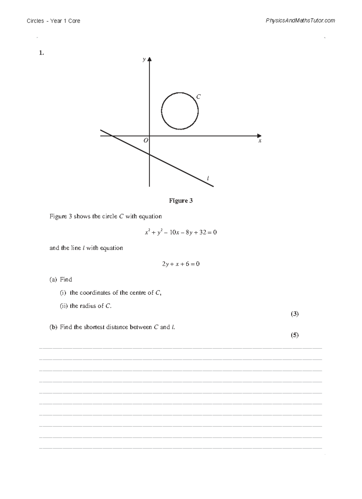 Circles Year 1 Core Physics: Test on Circle Equations and Distances ...