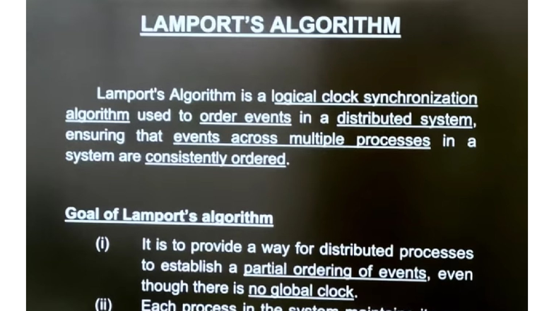 Unit-3 13(b) Explanation of Lamport's Logical Clocks Algorithm - Studocu