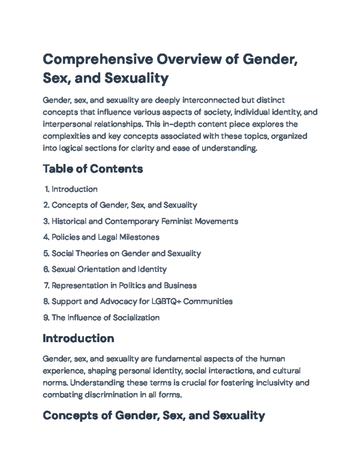 Comprehensive Overview of Gender, Sex, and Sexuality Studies ...