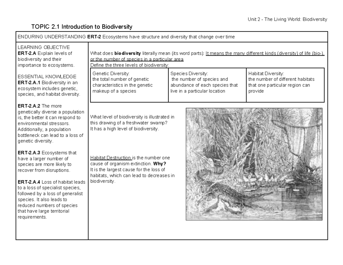 AP Environmental Science 2019 Unit 2 Final Exam Notes on Biodiversity ...