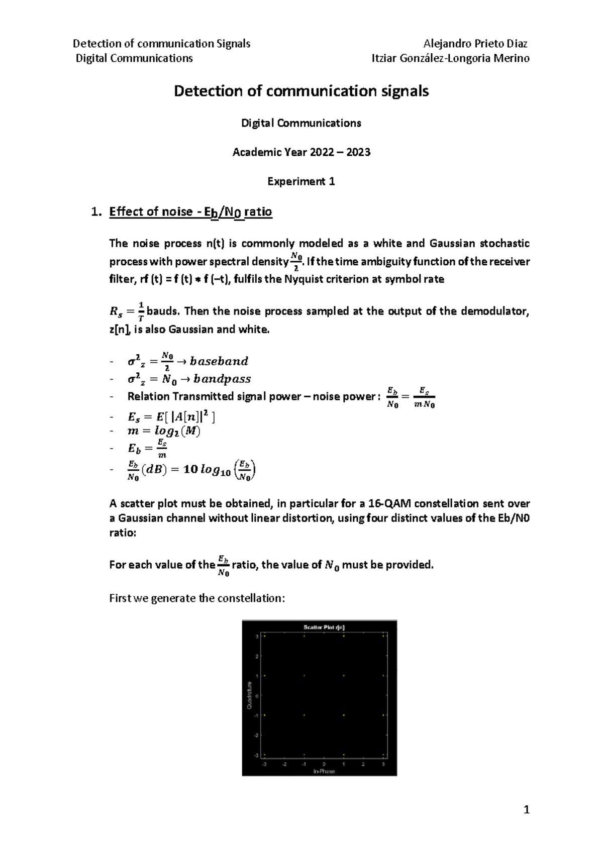 Detection of communication signals Digital Communications Lab 1 ...