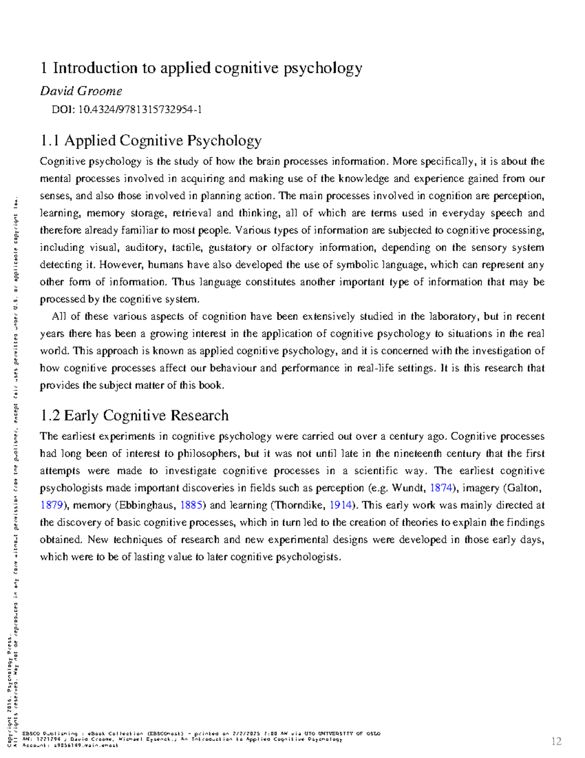 Applied Cognitive Psychology: Real-World Applications and Insights - 12 ...
