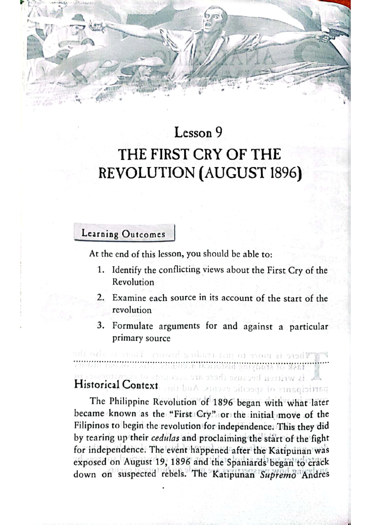 The-First-Cry - Rizal Works - Lesson 9 THE FIRST CRY OF THE REVOLUTION ...