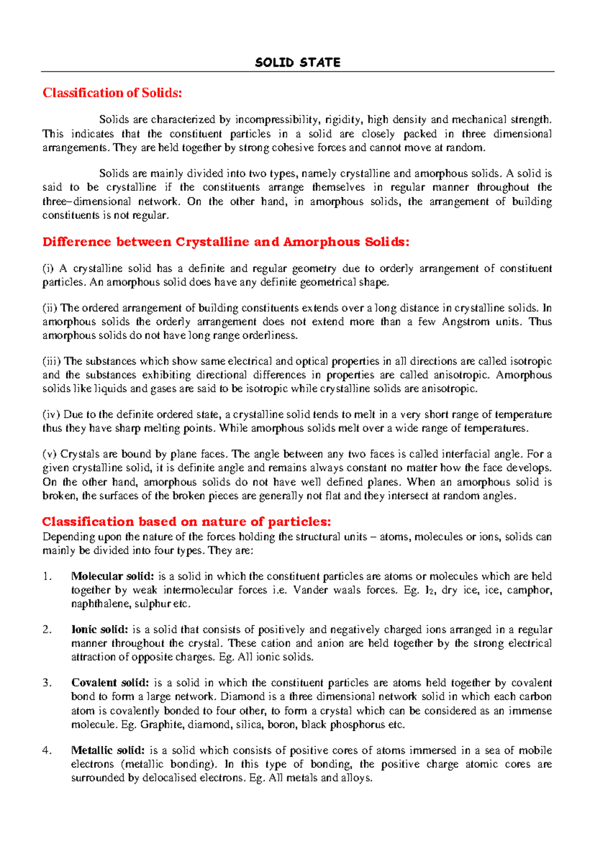 Solid State Theory - Classification and Properties of Solids (CHEM 101 ...
