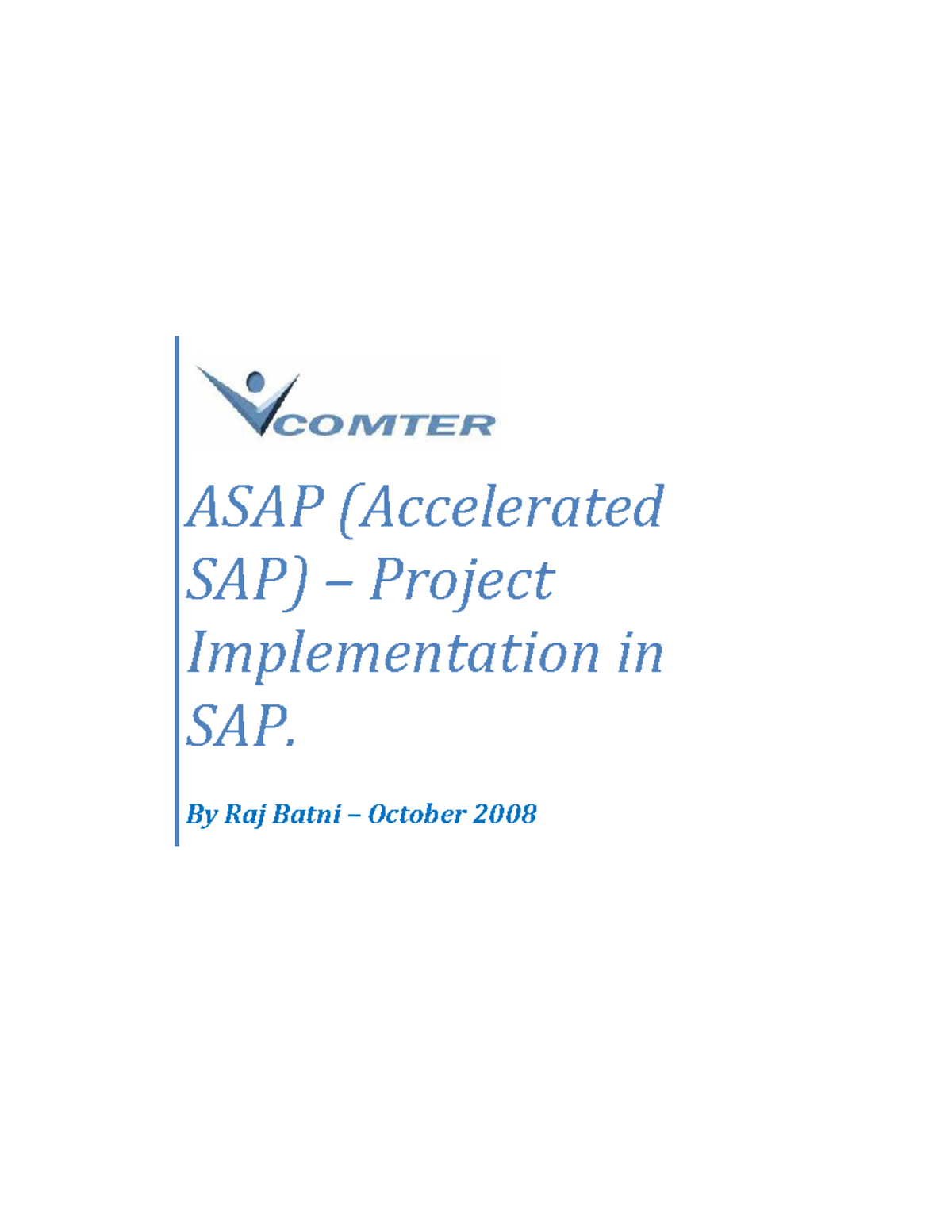 ASAP (Accelerated SAP) Project Implementation Overview - Studocu