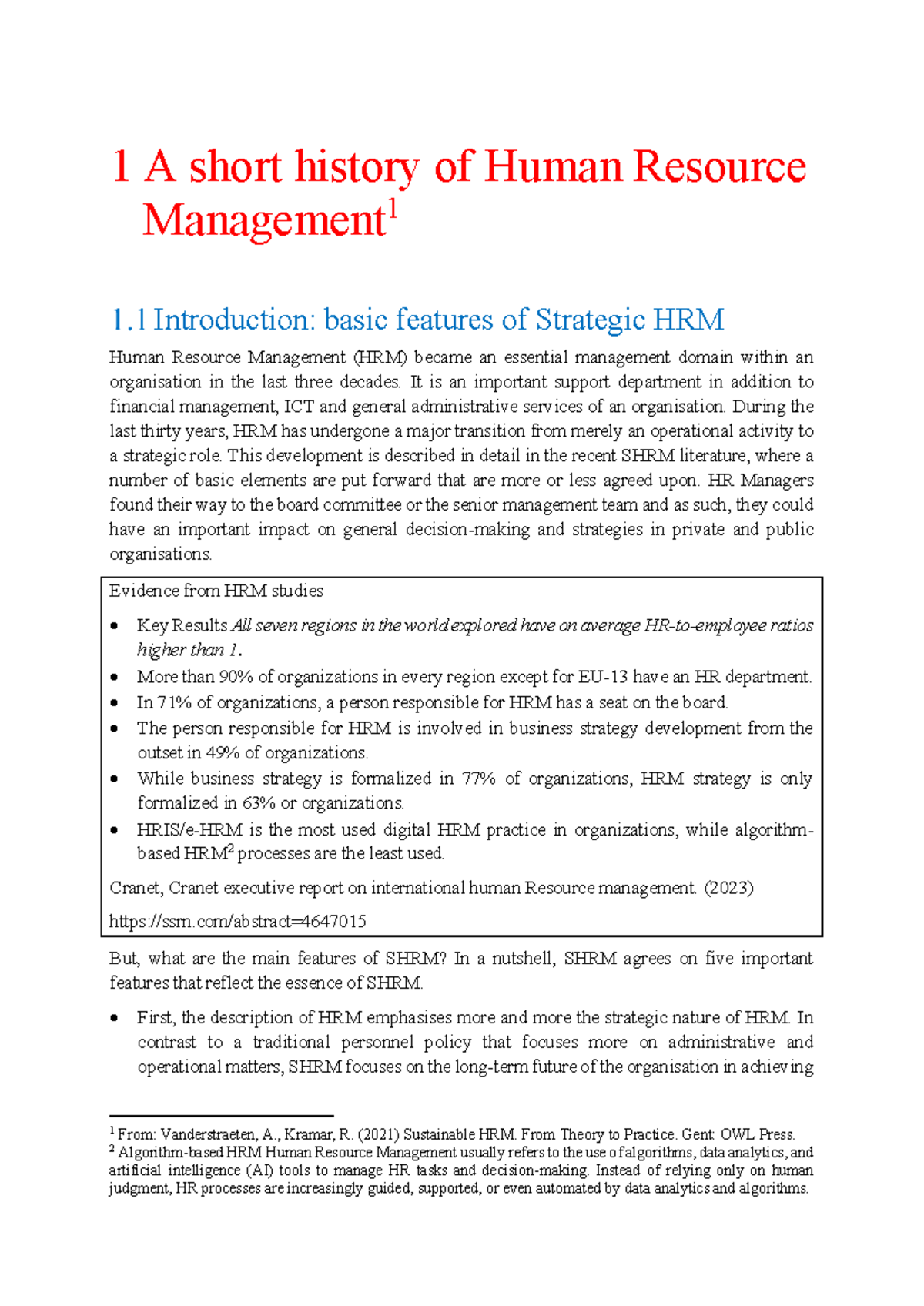 A Short History of HRM: Strategic Developments and Insights - Studocu