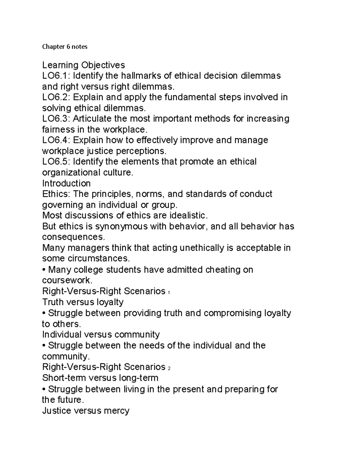 Chapter 6 Notes: Ethical Decision-Making and Workplace Justice - Studocu