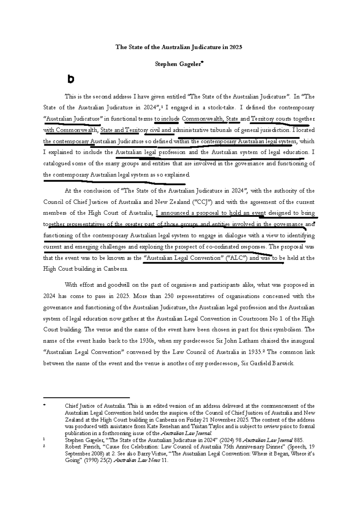 State of the Australian Judicature in 2025: Insights from Chief Justice ...