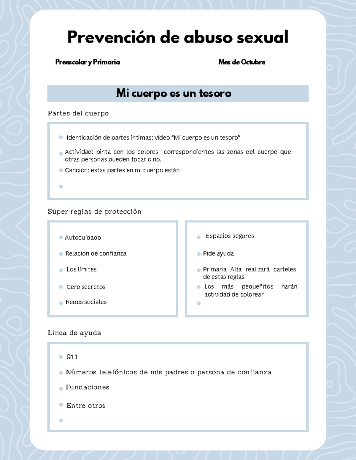 Prevención de Abuso Infantil: Mi Cuerpo es un Tesoro - Taller Educativo ...