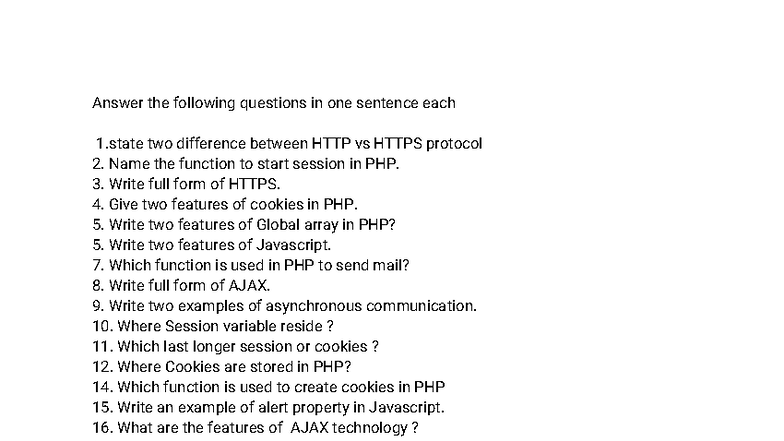 PHP - Practice Problems: HTTP, AJAX, Cookies, and JavaScript - Studocu