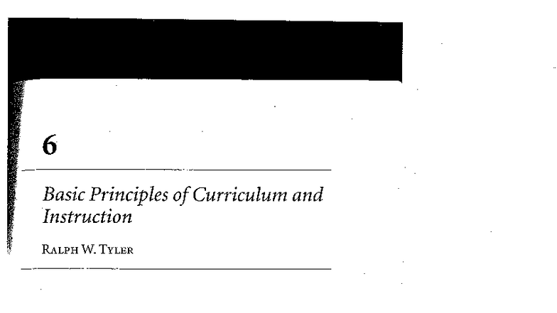 RALPH W. TYLER: Basic Principles of Curriculum & Instruction (1949 ...
