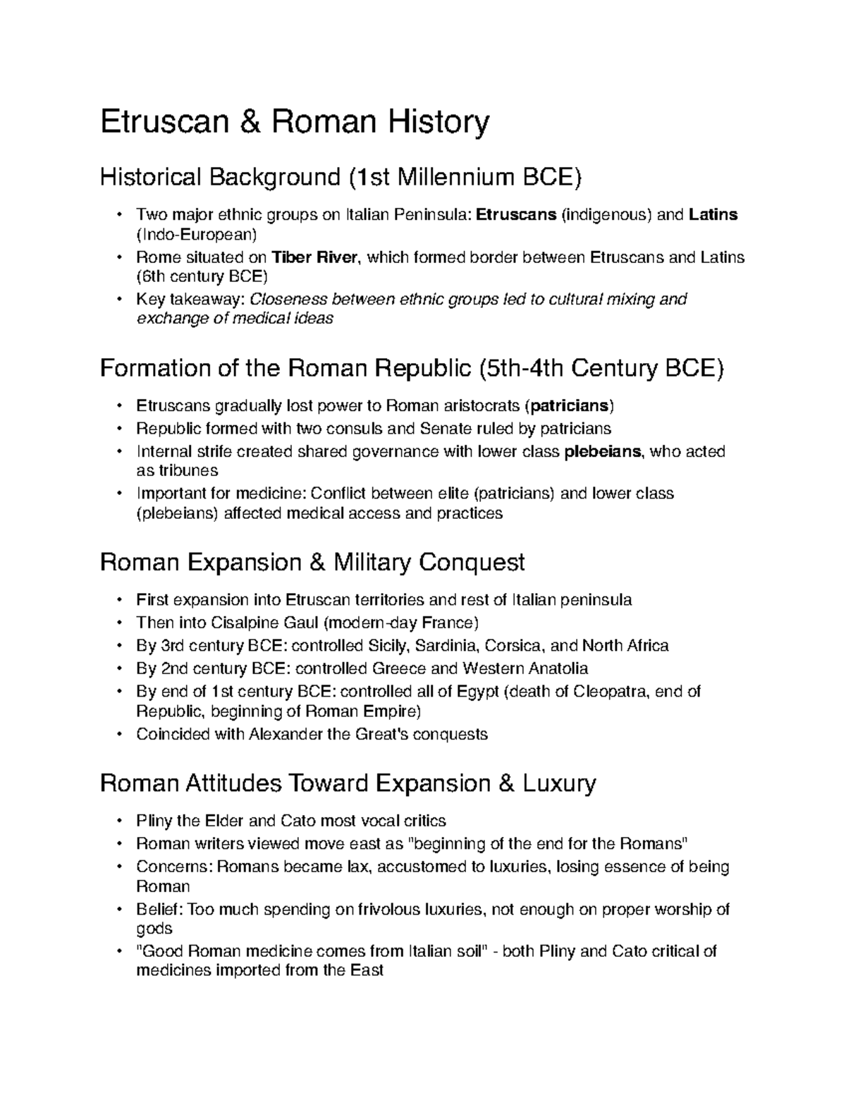 Etruscan & Roman Medicine: Historical Context & Practices (HIST 101 ...