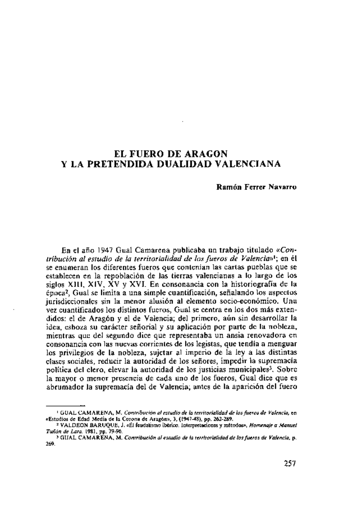 EL FUERO DE ARAGÓN Y LA DUALIDAD VALENCIANA: ANÁLISIS HISTÓRICO - Studocu
