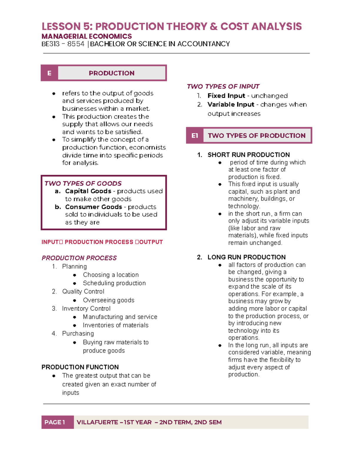 Lesson 5: Production Theory & Cost Analysis - Managerial Economics ...
