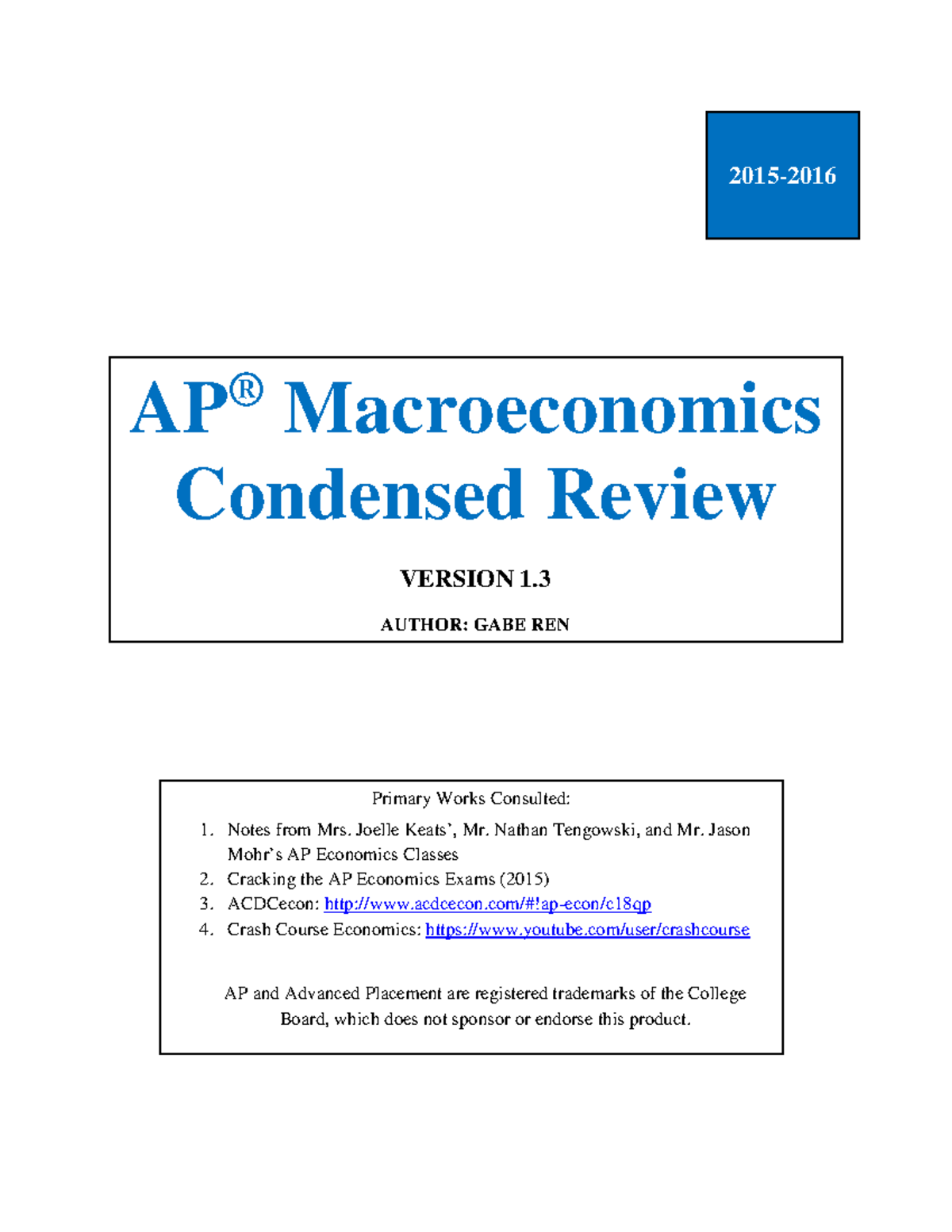 [AP Economics] Macro Review: Key Concepts & Tools Overview - Studocu