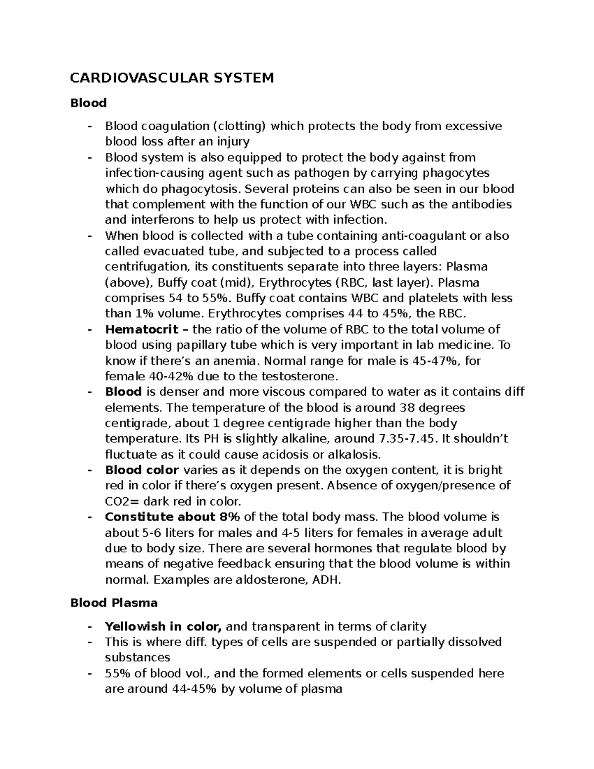 CARDIOVASCULAR SYSTEM: Comprehensive Reviewer Notes - Studocu
