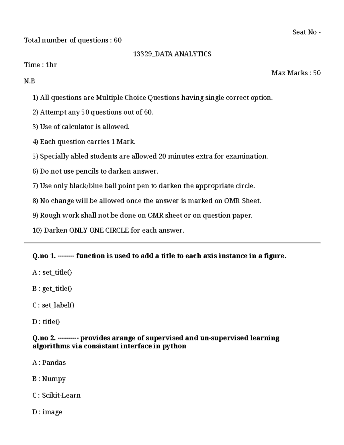 Big Data Analytics-MCQ Questions For Practice - Total number of ...